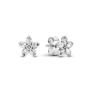 pandora snowflake stud earrings - great gift for her - elegant women's earrings - sterling silver & cubic zirconia