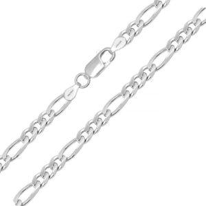 LeCalla 925 Sterling Silver Italian 3.5 MM Solid Diamond-Cut Figaro Link Chain Necklace for Men and Women 26 Inches