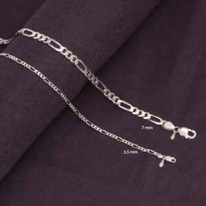 LeCalla 925 Sterling Silver Italian 3.5 MM Solid Diamond-Cut Figaro Link Chain Necklace for Men and Women 26 Inches