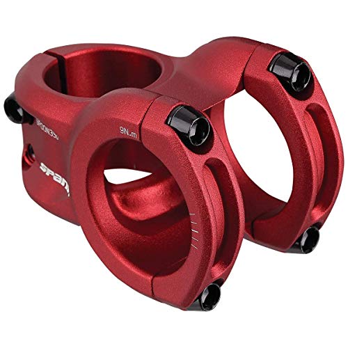 Spank Spoon 350 Stem,Red,45mm Chamfered bar clamp, Ultra-short stack height, Bicycle Stem, Ideal for ASTM 5, All mountain, enduro, trail, free ride, DJ, E-Bike