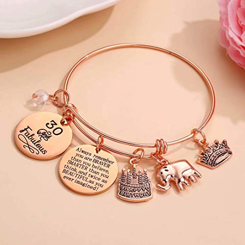 30th Birthday Gifts for Women, Turn Thirty Birthday Bday Present Turning 30 Year Old Birthday Gifts for Friends BFF Sister Female Women Age 30, You are Braver than You Believe Inspirational Bracelet