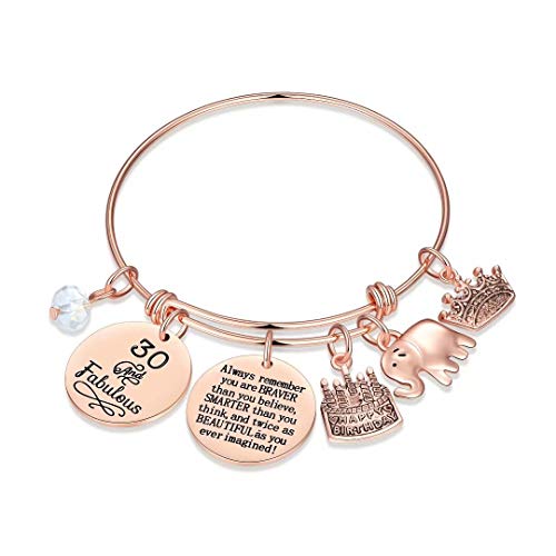 30th Birthday Gifts for Women, Turn Thirty Birthday Bday Present Turning 30 Year Old Birthday Gifts for Friends BFF Sister Female Women Age 30, You are Braver than You Believe Inspirational Bracelet