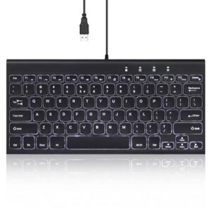 perixx periboard-429 us wired mini backlit keyboard - thin and silent scissor keys - white backlight color - us english