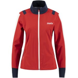 swix women's infinity windproof water-resistant all-round cross-country winter jacket, red, xx-large