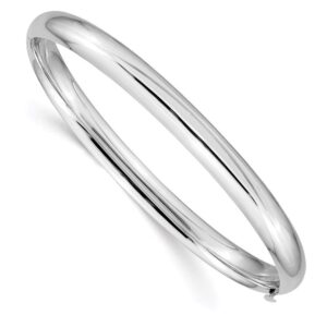 14k white gold high polished 6.00mm hinged bangle qdb503