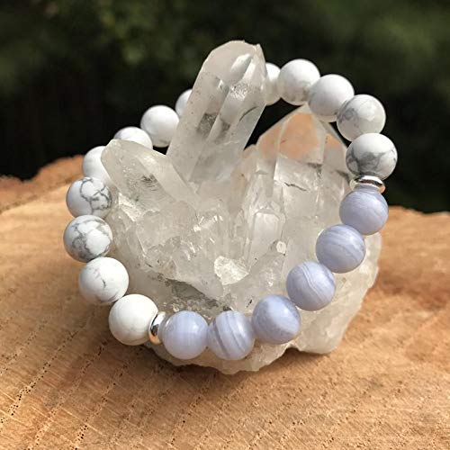 Precious-GEMS Jewelry Blue Lace Agate & Howlite