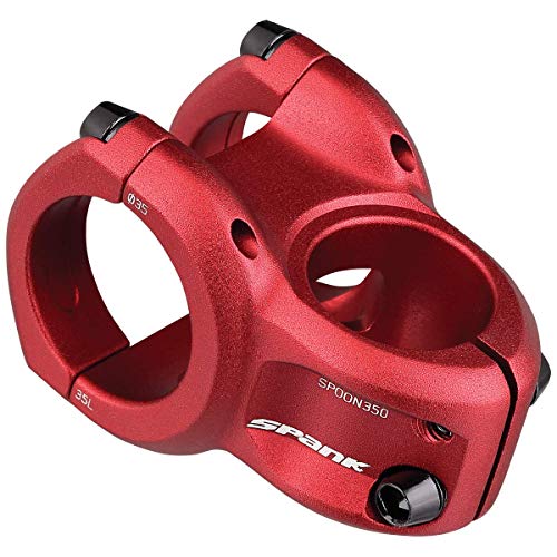 Spank Spoon 350 Stem,Red,45mm Chamfered bar clamp, Ultra-short stack height, Bicycle Stem, Ideal for ASTM 5, All mountain, enduro, trail, free ride, DJ, E-Bike