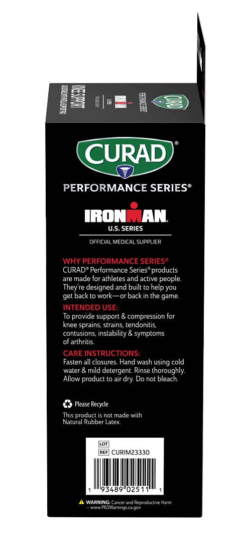 Curad Performance Series Ironman Knee Support, Adjustable with Patella Support Pad, for Tendonitis, Weak, or Injured Knees, Preventative Support for Athletes