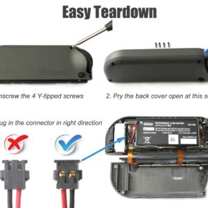 ElecGear 2 x Replacement Battery for Joy-Con Switch Controller, HAC-006 Internal Rechargeable Li-ion Battery for Nintendo Joycon Controller Left and Right with Repair Tool Kit