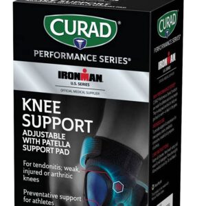 Curad Performance Series Ironman Knee Support, Adjustable with Patella Support Pad, for Tendonitis, Weak, or Injured Knees, Preventative Support for Athletes