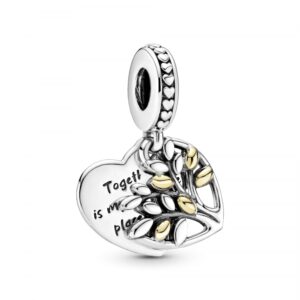 pandora family tree heart, with 14k gold charm