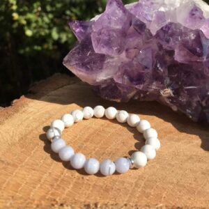 Precious-GEMS Jewelry Blue Lace Agate & Howlite