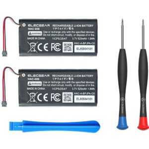 ElecGear 2 x Replacement Battery for Joy-Con Switch Controller, HAC-006 Internal Rechargeable Li-ion Battery for Nintendo Joycon Controller Left and Right with Repair Tool Kit