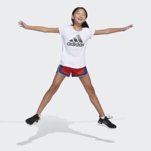 adidas girls Colorblock Woven Shorts, Vivid Red, 8-15 Years US