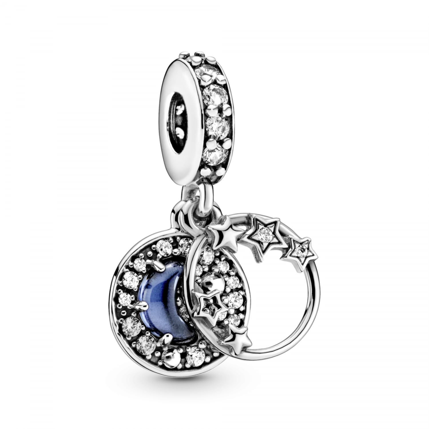 PANDORA Night Sky Crescent Moon & Stars Charm