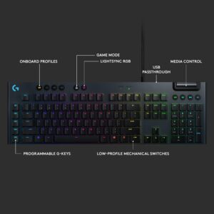 Logitech G815 LIGHTSYNC RGB Mechanical USB Gaming Keyboard, GL Linear (Renewed)