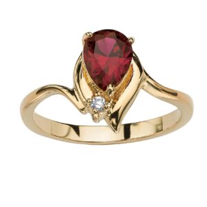 palmbeach gold-plated or silvertone pear cut simulated birthstone ring size 8 month 1