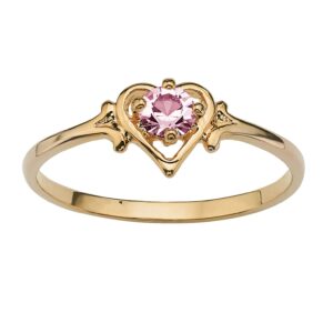 palmbeach yellow gold-plated round simulated birthstone heart ring sizes 5-10 size 9 month 6