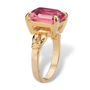 PalmBeach Yellow Gold-Plated Emerald Cut Simulated Birthstone Ring Sizes 5-10 Size 8 Month 10