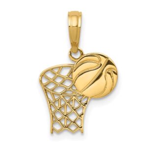 14k basketball hoop and ball pendant qc3777