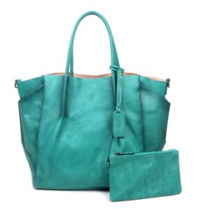 old trend genuine leather sprout land tote bag (aqua ombre)