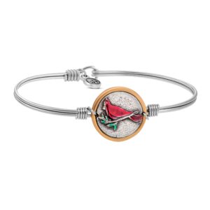 luca + danni red cardinal: artisan metal bangle bracelet - two tone stackable women's jewelry gifts | silver, regular