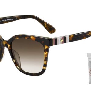 Kate Spade New York Kiya/S 0086/HA 53M Dark Havana/Brown Gradient Square Sunglasses for Women + BUNDLE with Designer iWear Eyewear Kit