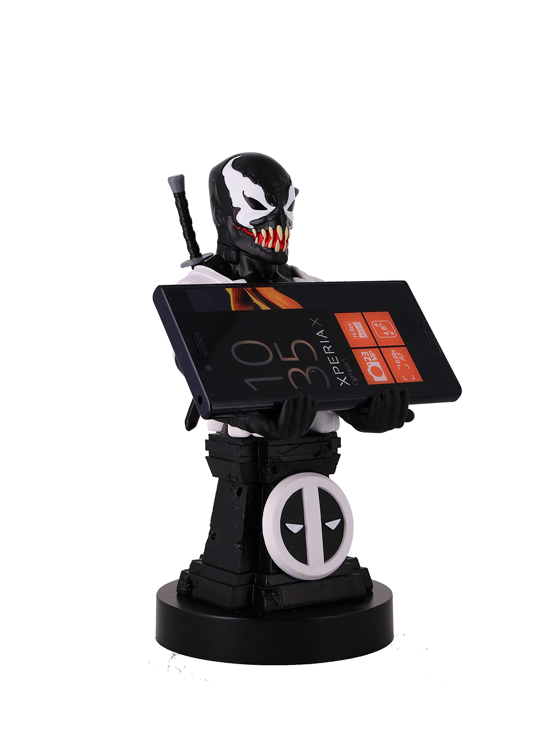 Exquisite Gaming: Deadpool Back in Black: Deadpool Venom - Original Mobile Phone & Gaming Controller Holder, Device Stand, Cable Guys, Licensed Figure