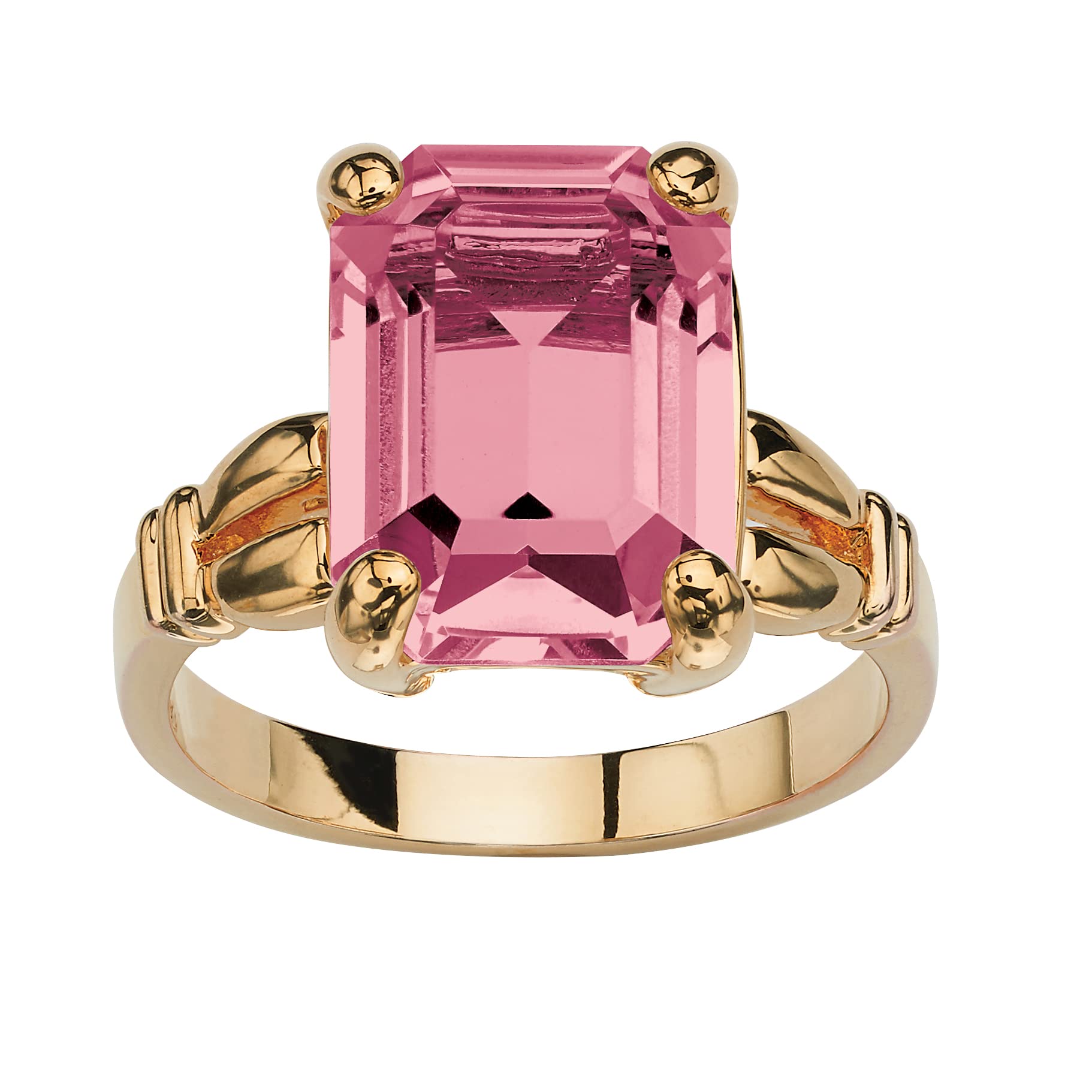 PalmBeach Yellow Gold-Plated Emerald Cut Simulated Birthstone Ring Sizes 5-10 Size 8 Month 10