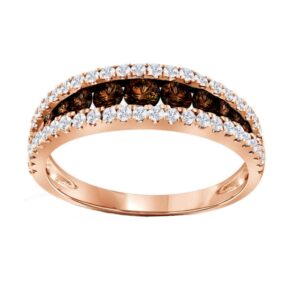 brandy diamondorables♥ 18k rose gold silver chocolate brown stunning eternity ring 2.5 ctw.