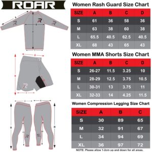 ROAR No Gi Full Set Ladies Sports Bra BJJ Leggings MMA Shorts & Grappling Rash Guard Female Fight Wear (Only For Ladies) (Black-3PCS-Set, Medium)