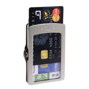 I-CLIP Stainless Steel Credit Card Case with Interchangeable Money Clip - Slim Wallet - Leather Wallet - Stainless Steel Card Case - Blasted Milanaise Black