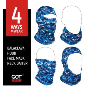 GOT Sports UPF 50+ Balaclava Face Mask - Sun Protection Hood Balaclava for Men Women - Motorcycle Sheisty Mask for Fishing (Pixel Blue Camo)