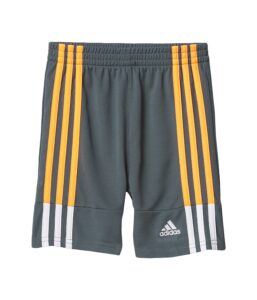 adidas baby boys' clashing 3-stripes shorts, blue oxide with screaming orange, 2t