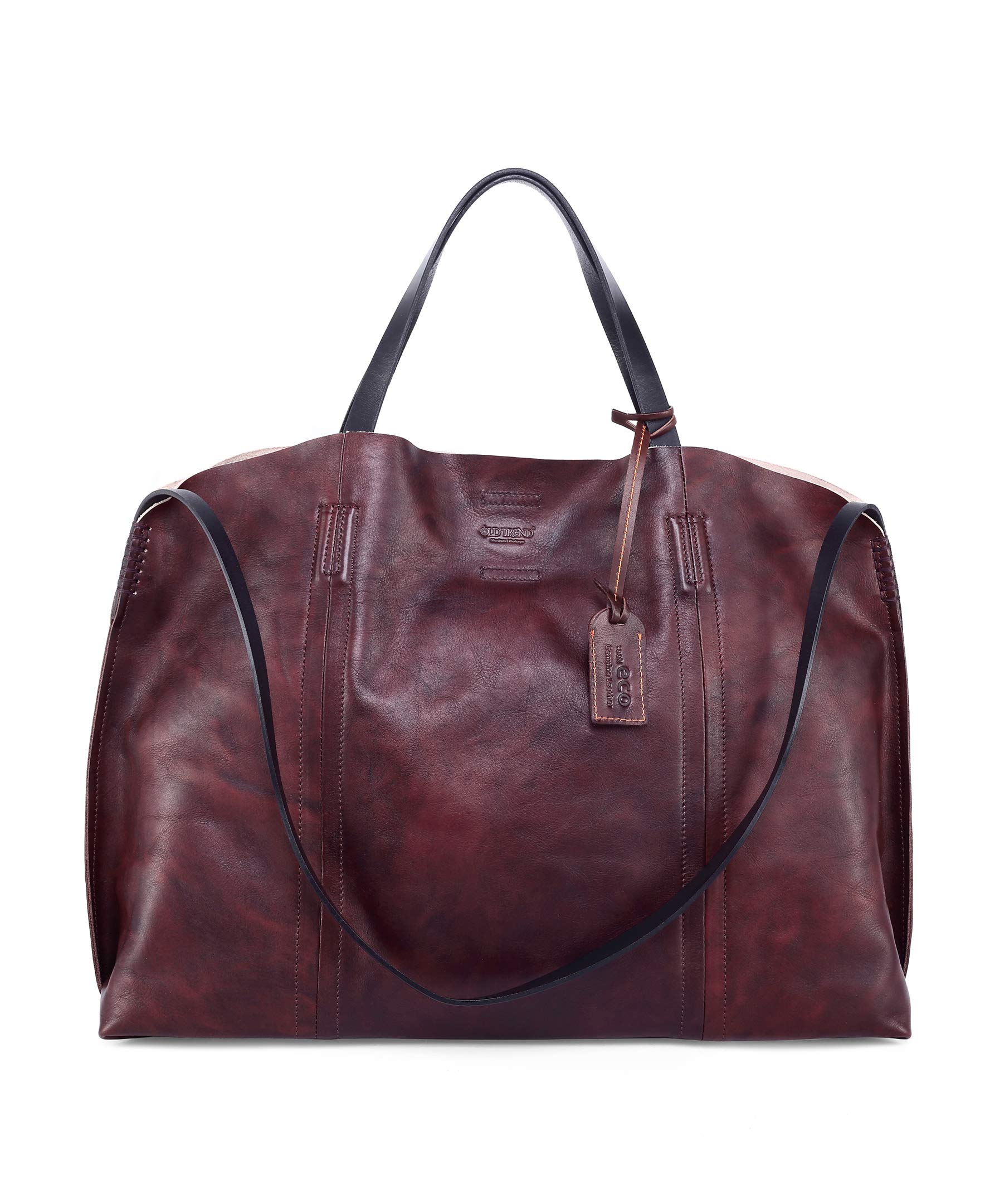 OLD TREND Genuine Leather Forest Island Tote | Spacious Handbag with Removable Inner Pouches (Rusty Red)