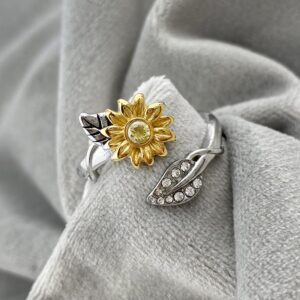 Corner Boss Stainless Steel Sunflower Adjustable Ring You are My Sunshine Classic Cute Bands for Women size7