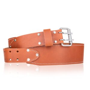 lautus 3-inch tapered work belt in heavy oiled tanned leather| 32-inch to 46-inch | brown|