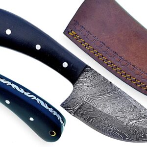 Smart & Sharp Custom Handmade Damascus Steel Hunting Knife/Skinning Knife SS-17333,34 and 35 (Black Micarta)