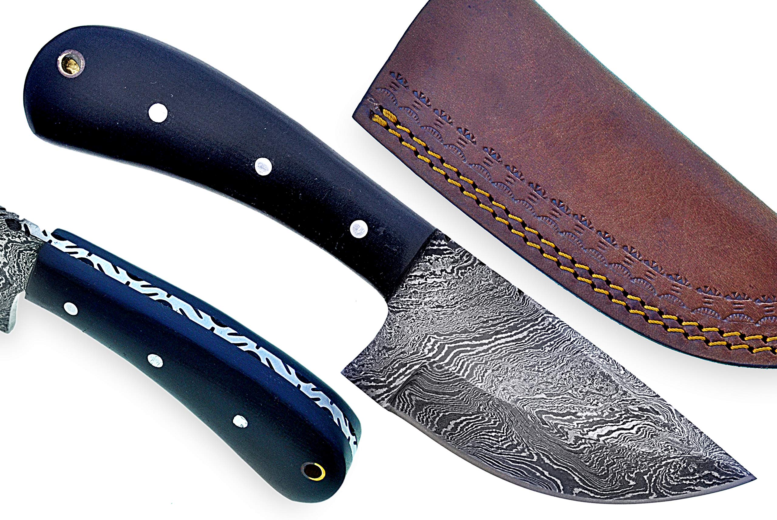 Smart & Sharp Custom Handmade Damascus Steel Hunting Knife/Skinning Knife SS-17333,34 and 35 (Black Micarta)