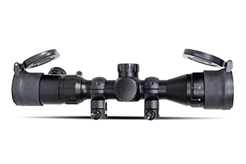 Monstrum 3-9x32 AO Rifle Scope with Illuminated Range Finder Reticle and Parallax Adjustment | Monstrum Flip Up Scope Cover Set | Bundle