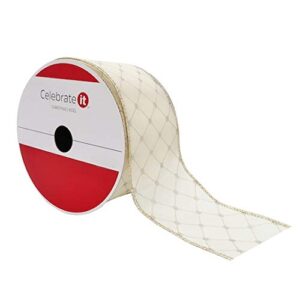 2.5" taffeta wired diamond ribbon by celebrate it christmas