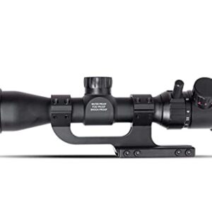 Monstrum 3-9x32 AO Rifle Scope with Illuminated Range Finder Reticle and Parallax Adjustment | ZR250 H-Series Offset Scope Mount | Monstrum Flip Up Lens Cover Set | Bundle