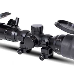 Monstrum 3-9x32 AO Rifle Scope with Illuminated Range Finder Reticle and Parallax Adjustment | Monstrum Flip Up Scope Cover Set | Bundle