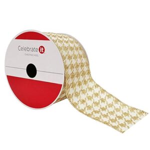 2.5" taffeta wired houndstooth ribbon by celebrate it christmas