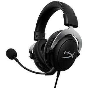 hyperx cloudx, official xbox licensed gaming headset, compatible with xbox one and series x|s, memory foam ear cushions, detachable noise-cancelling mic, in-line audio controls,black/ silver