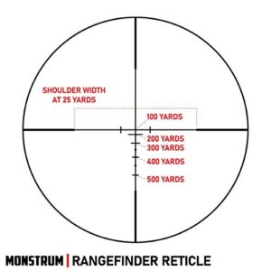 Monstrum 3-9x32 AO Rifle Scope with Illuminated Range Finder Reticle and Parallax Adjustment | Monstrum Flip Up Scope Cover Set | Bundle