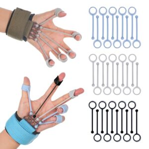 wefaner finger strengthener band exerciser trainer hand grip strength,forearmfor finger resistance band stretching rehabilitation fitness assist for arthritis, carpal tunnel for muscle building and injury recovery.