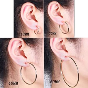 Aganippe Gold/Silver Clip On Hoop Earrings for Women Non Piercing Earrings Jewelry Set Large Hoop Earrings for Women Teens Retractable Clip On Hoop Earrings (8 Pair gold silver earrings)