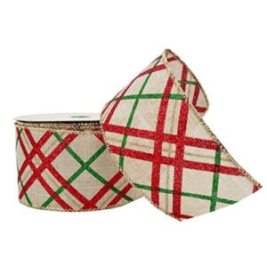 2.5" Faux Linen Wired Diamond Ribbon by Celebrate It Christmas