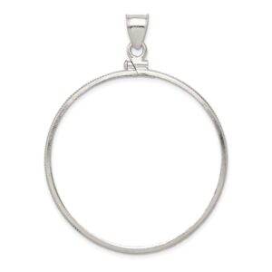 sterling silver 40.6 x 3.1mm screw top coin polished bezel pendant 40.6mm 3.1mm style qbp8